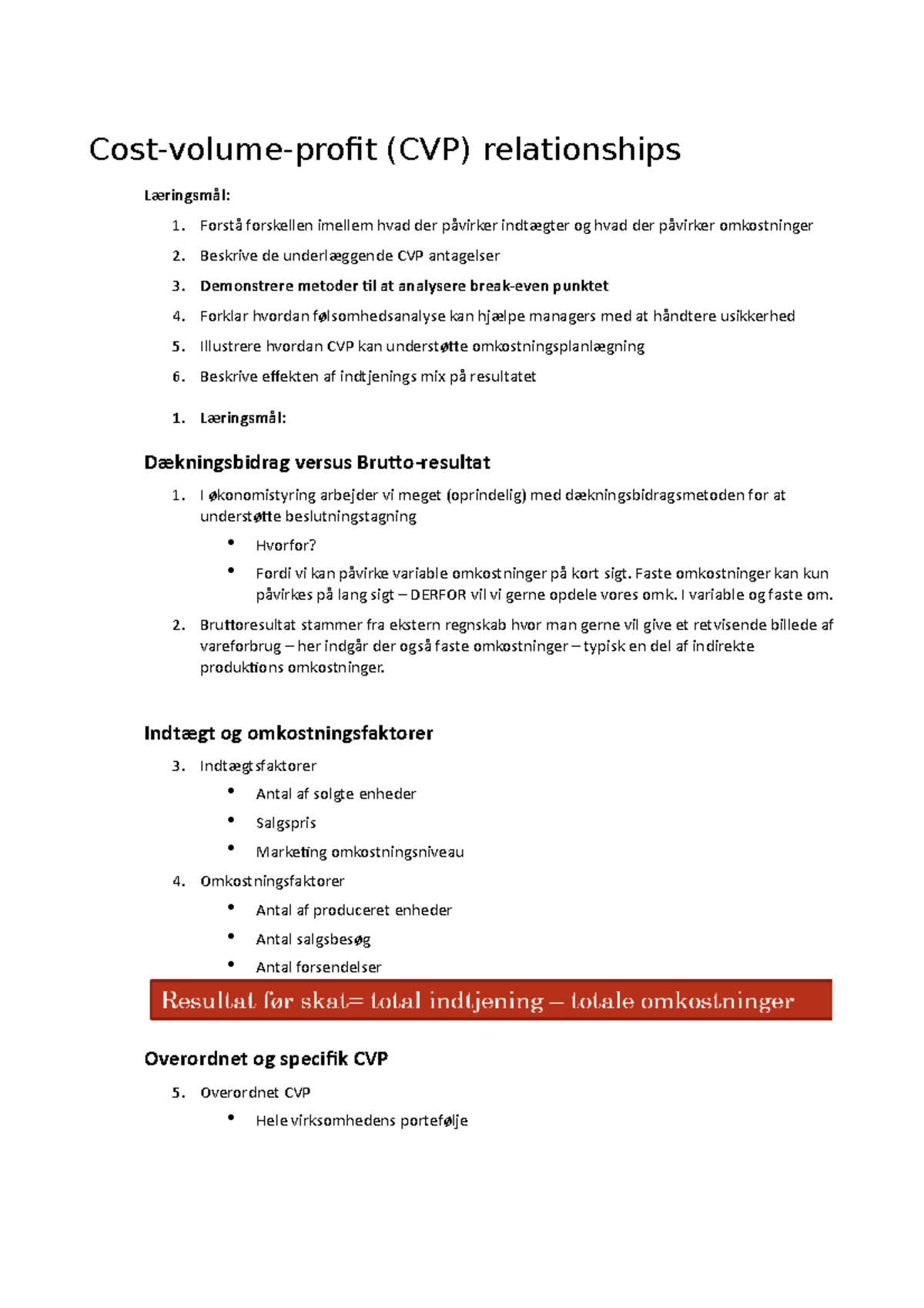 Cost-volume-profit (CVP) relationships - Cost-volume-profit (CVP ...