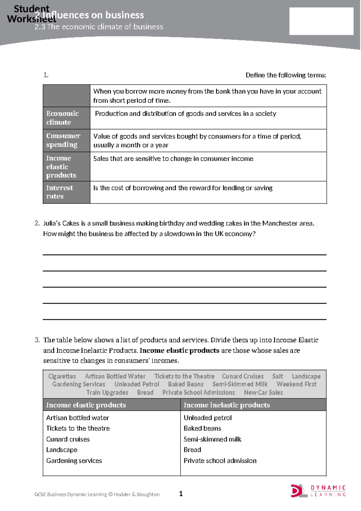 05.05.22 - Economic Influences on Business Worksheet - Student ...