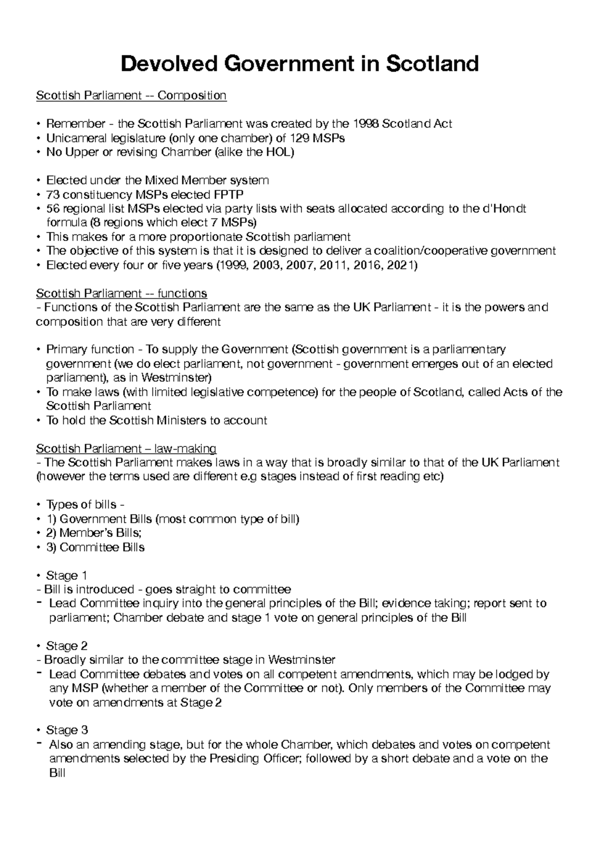 Constitutional Law - Lecture Sixteen - Devolved Government in Scotland ...