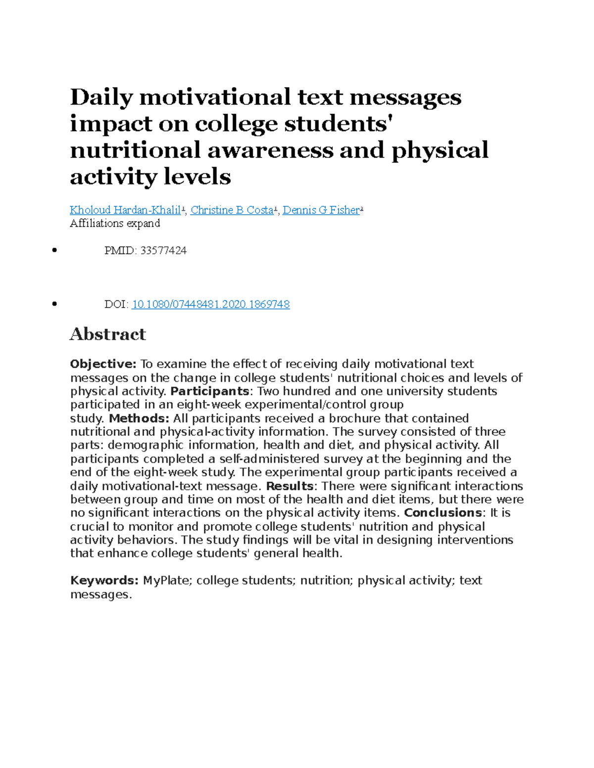 Daily motivational text messages impact on college students - Daily ...