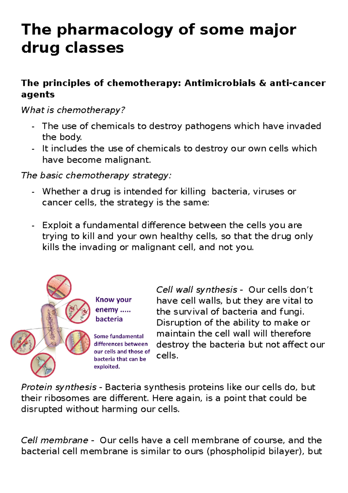 The Pharmacology of Some Major Drug Classes - The pharmacology of some ...