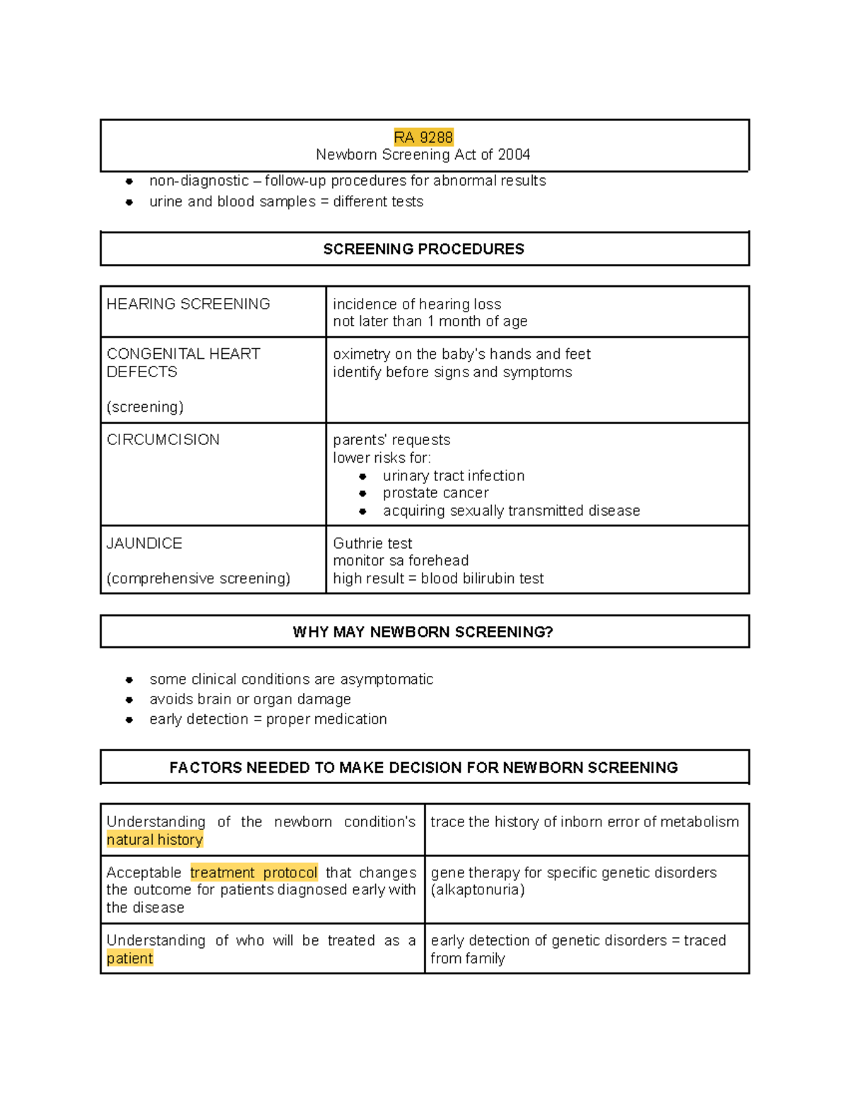 MT LAWS - RA 9288: Newborn Screening Act - RA 9288 Newborn Screening ...