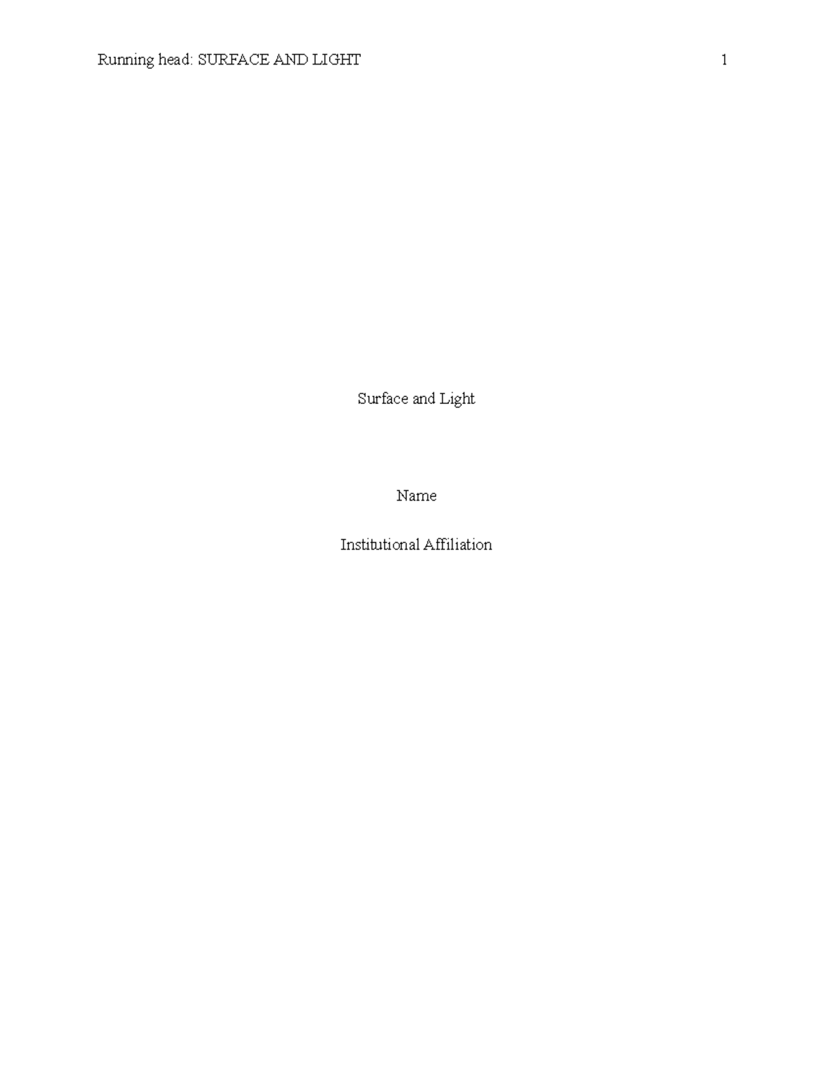 Revised Surface AND Light - Economics - Studocu