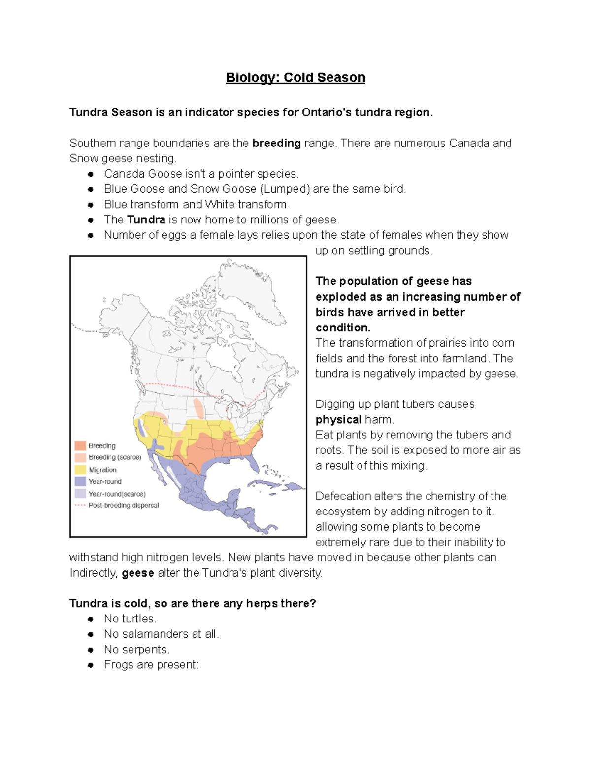 Biology Cold Season - Biology: Cold Season Tundra Season is an ...