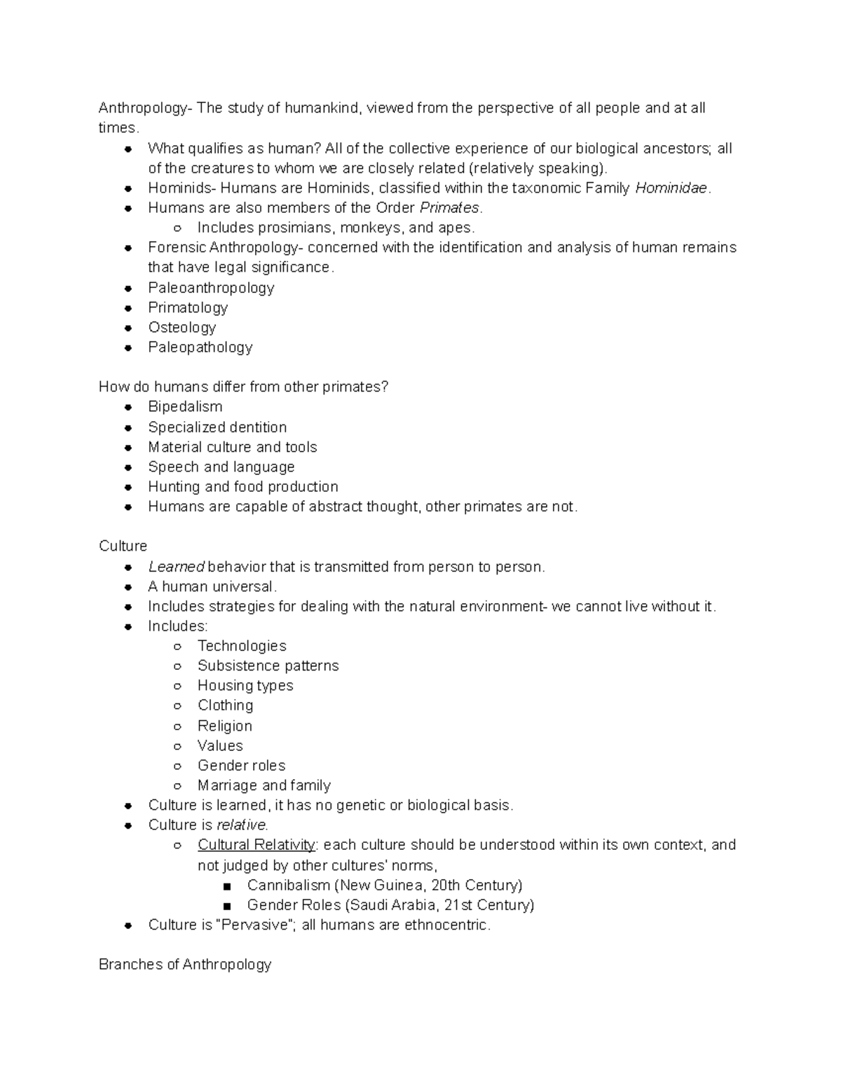 Human Species - Professor Pete Sinelli. - Anthropology- The study of ...