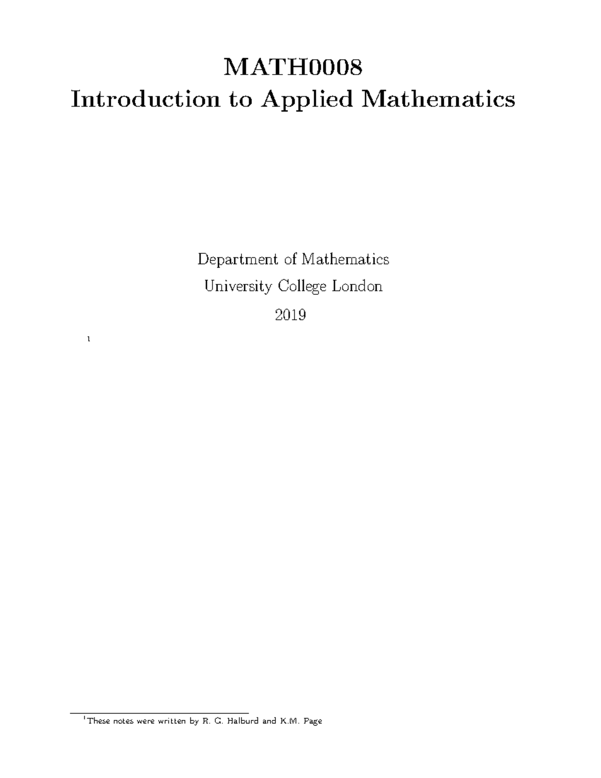 0008 Summary - MATH Introduction to Applied Mathematics Department of ...