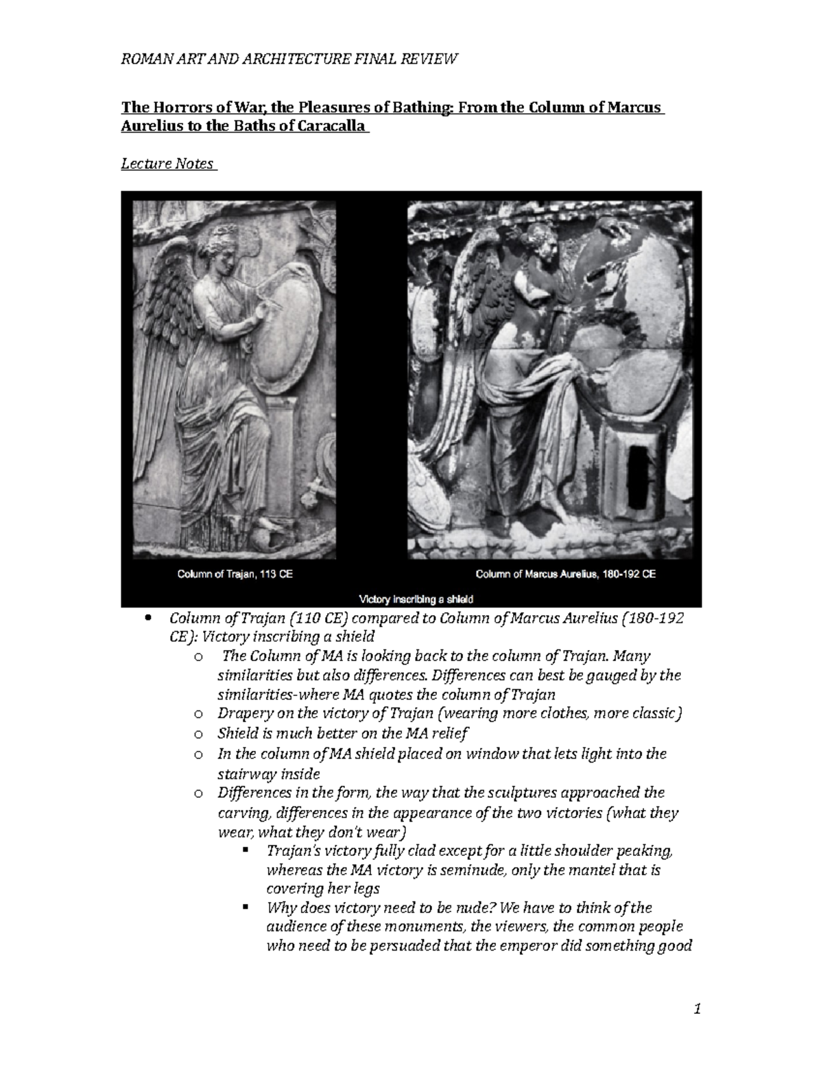 Roman Art and Architecture Final Exam Review - The Horrors of War, the ...