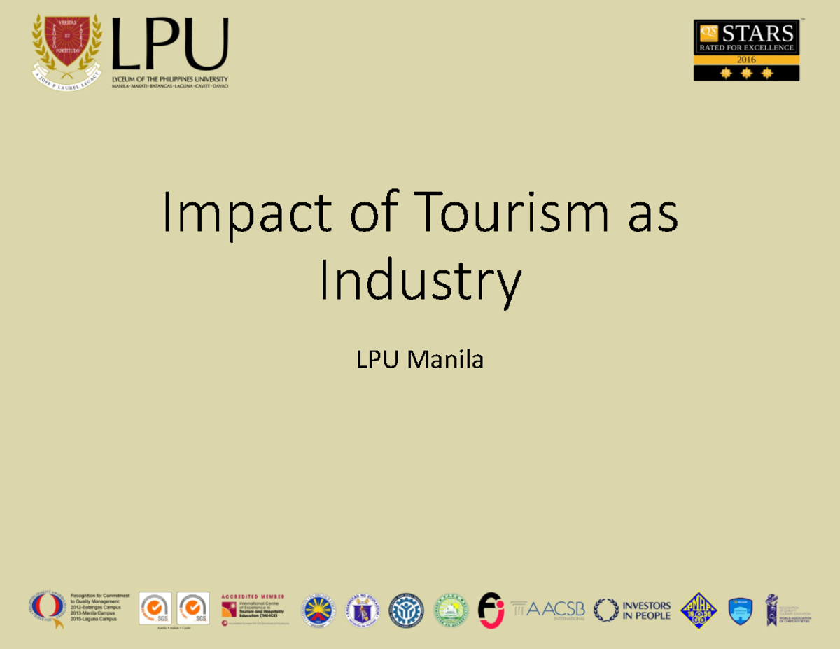 Impact of Tourism as Industry - tourism - Studocu