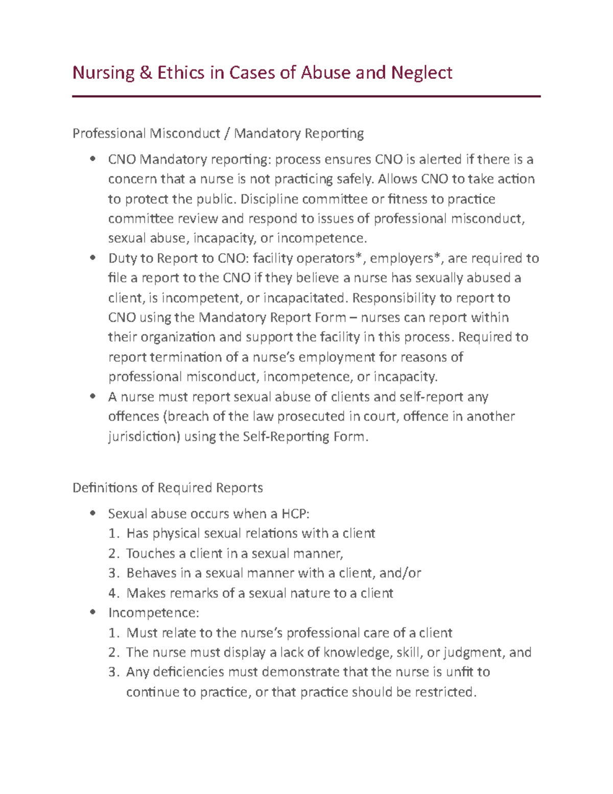 Ethics and Nursing for Abuse and Neglect - Nursing & Ethics in Cases of ...