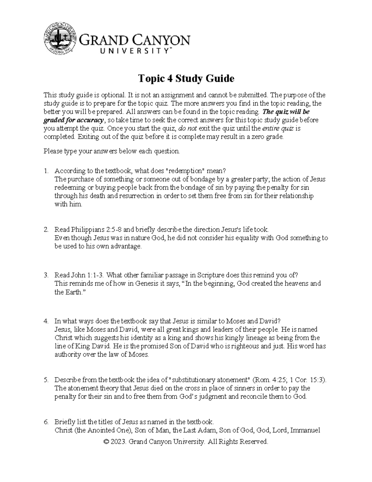 Topic 4 Study Guide - Topic 4 Study Guide This study guide is optional ...