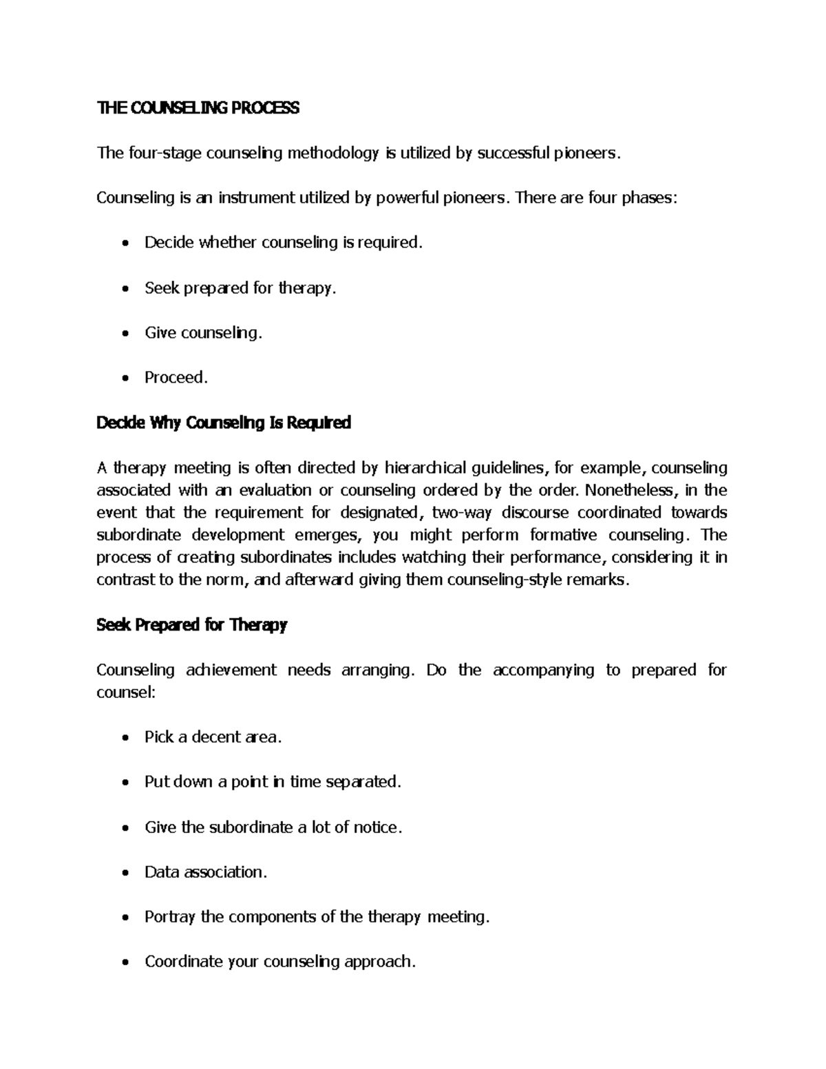 THE Counseling Process - THE COUNSELING PROCESS The four-stage ...