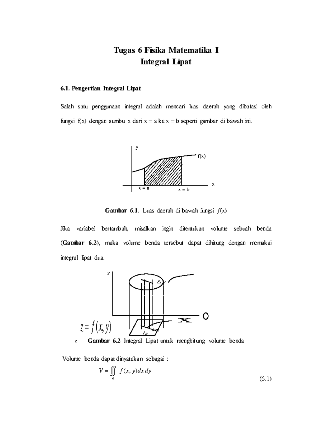 Tugas 6 Fisika Matematika I - Integral Lipat - Tugas 6 Fisika Matematika I Integral Lipat ...