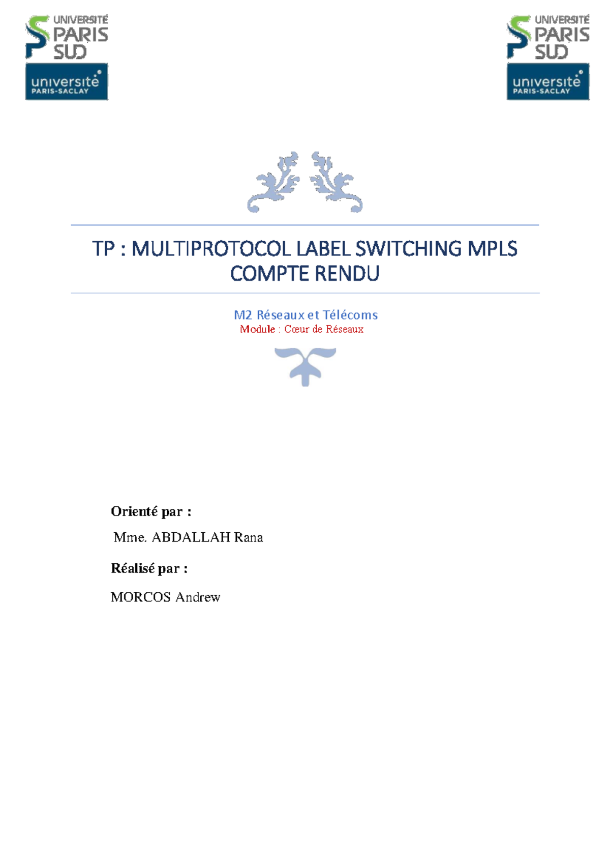 Compte rendu du TP MPLS/VPN - Warning: TT: undefined function: 32 TP : MULTIPROTOCOL LABEL ...