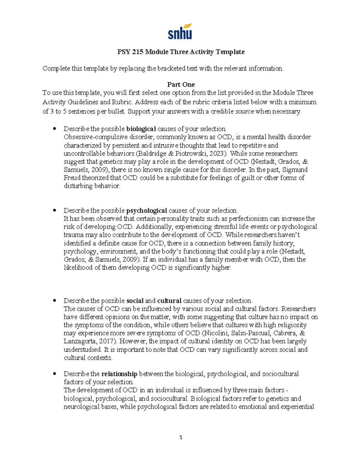 PSY 215 Module Three Activity Template - PSY 215 Module Three Activity ...