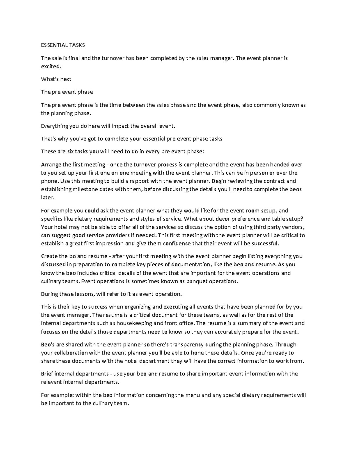 Essential Tasks - Assignment - ESSENTIAL TASKS The sale is final and ...