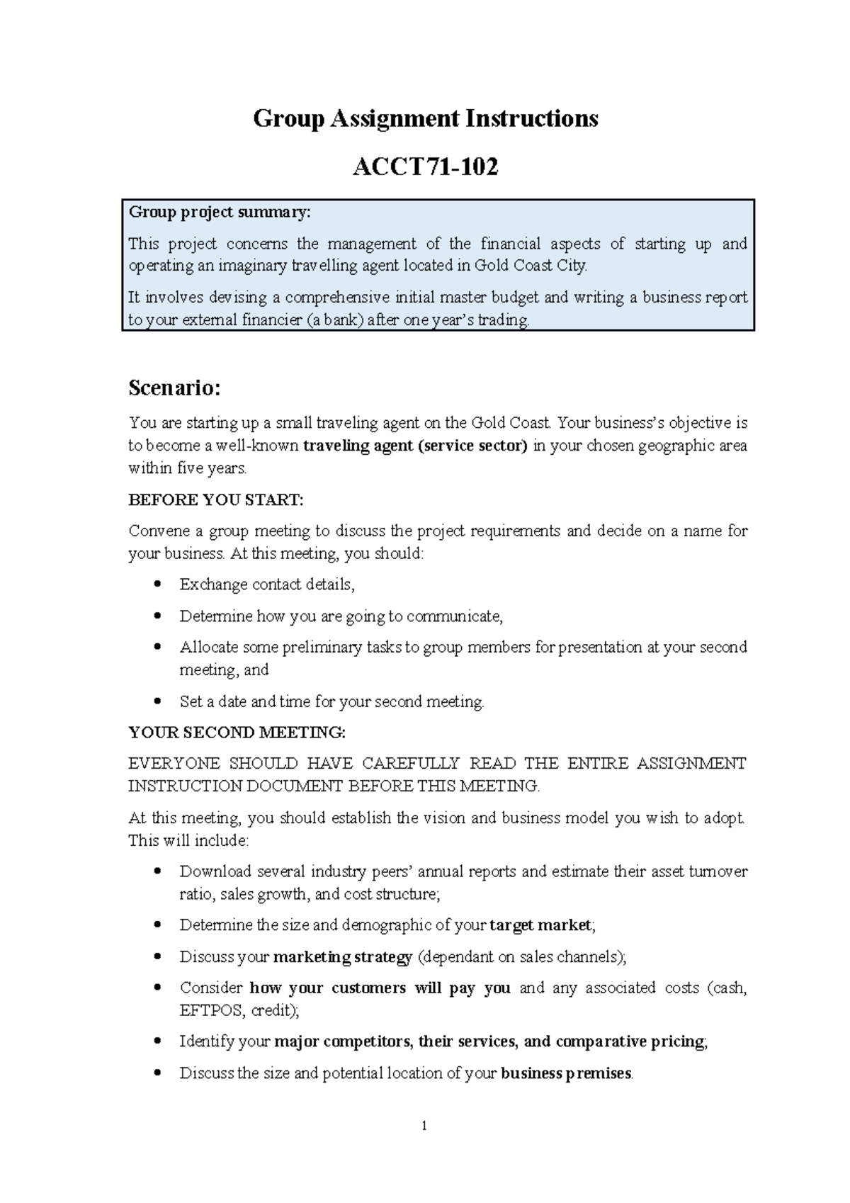 ACCT11-102 Group Project - Group Assignment Instructions ACCT71- Group ...