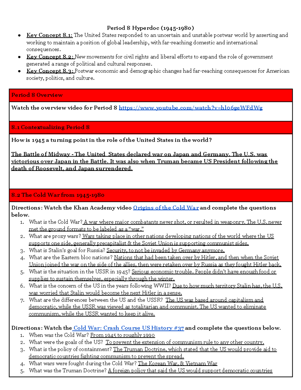 Period 8 Hyperdoc - Period 8 Hyperdoc (1945-1980) Key Concept 8: The ...