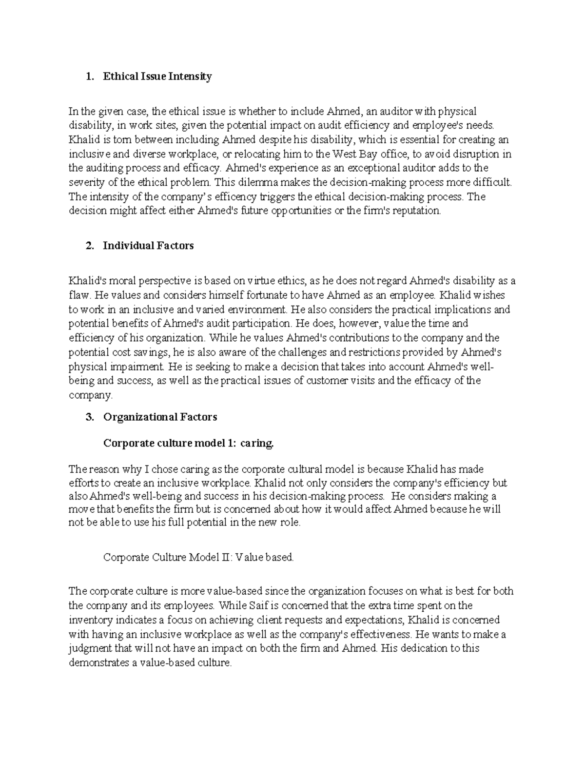 Ethics 2 - Ethical Issue Intensity In the given case, the ethical issue ...