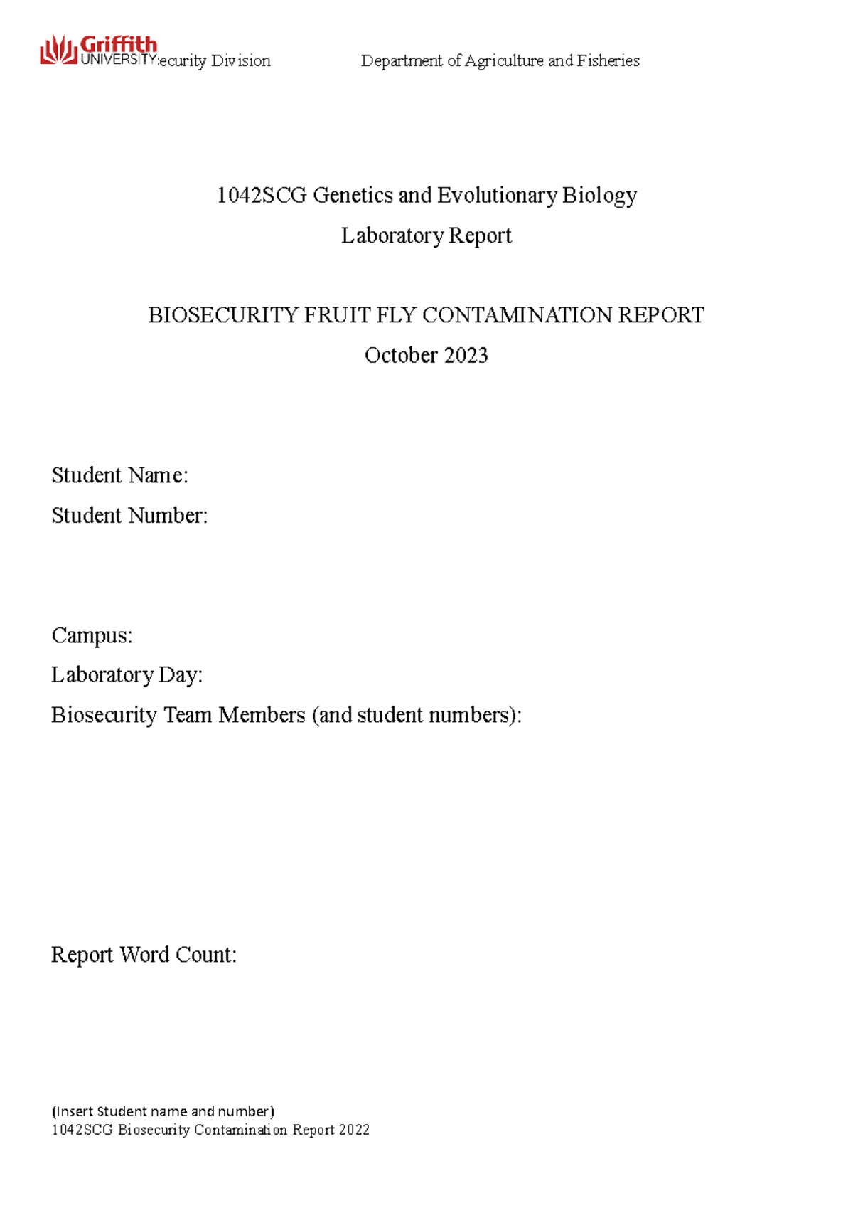 1042SCG Biosecurity Report Template 2023 - 1042SCG Genetics and ...
