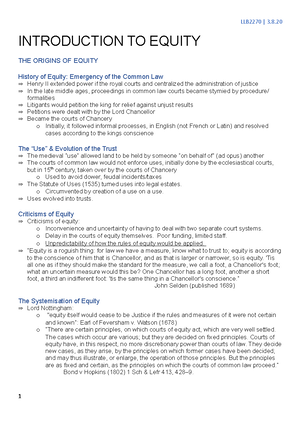 Equitable Interests in Property 1 - EQUITABLE INTERESTS IN PROPERTY EQUITABLE INTERESTS IN ...