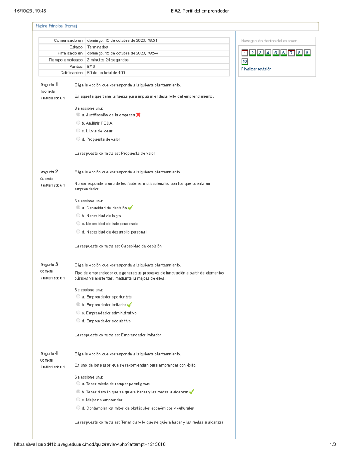 EA2. Perfil del emprendedor - 15/10/23, 19:46 EA2. Perfil del emprendedor - Studocu