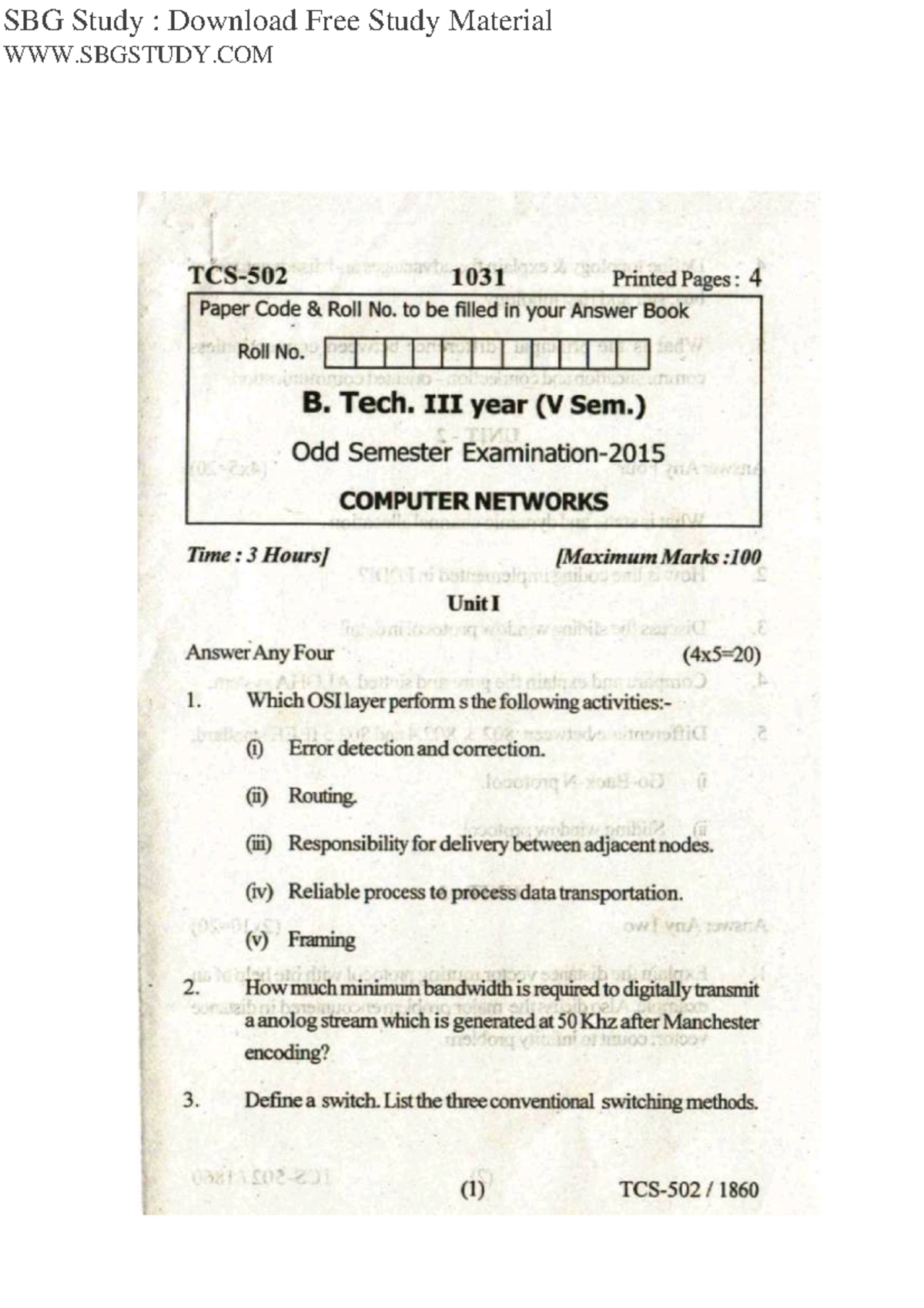 Computer-network - B.tech - Studocu