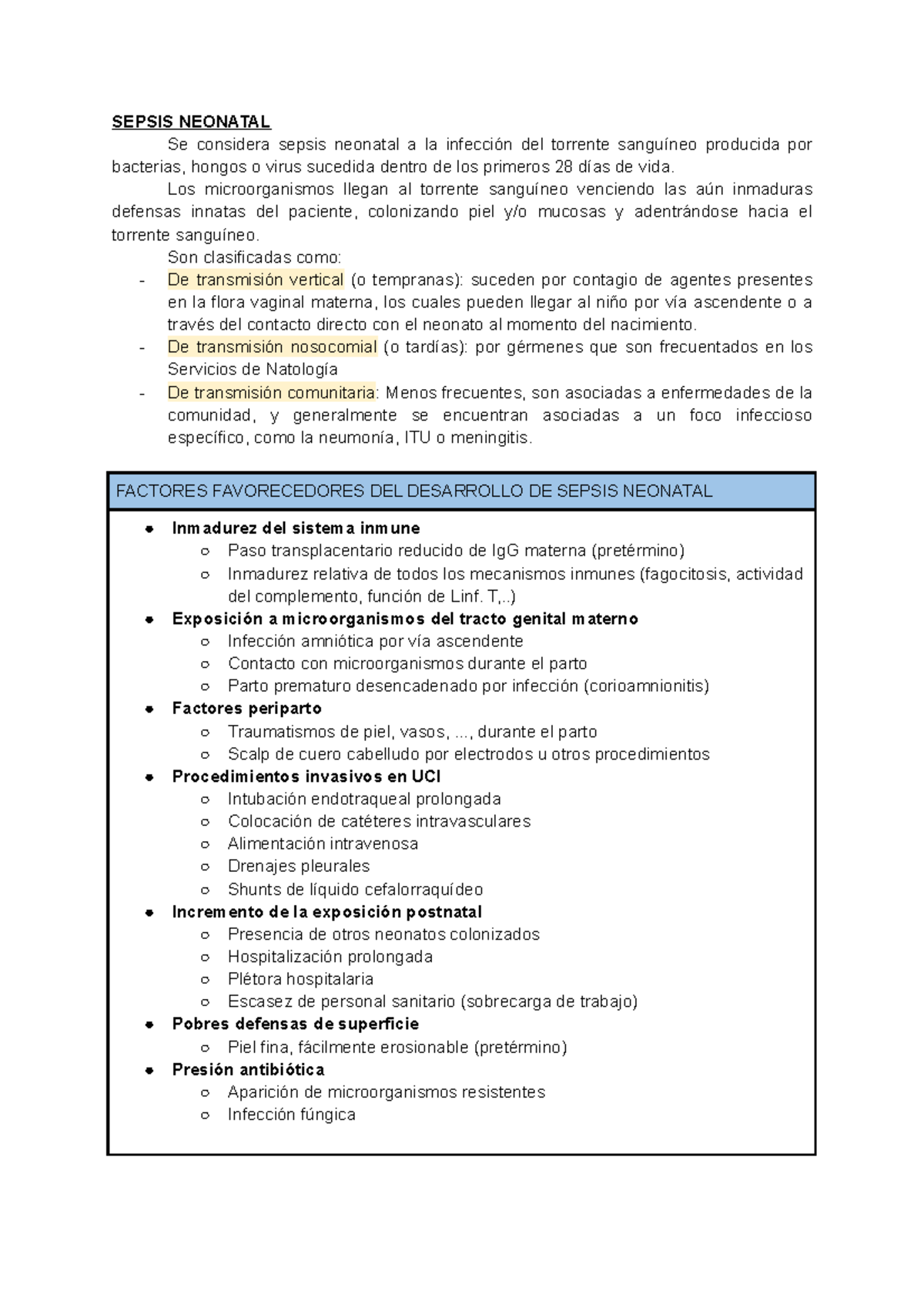 Sepsis Neonatal - SEPSIS NEONATAL Se considera sepsis neonatal a la ...