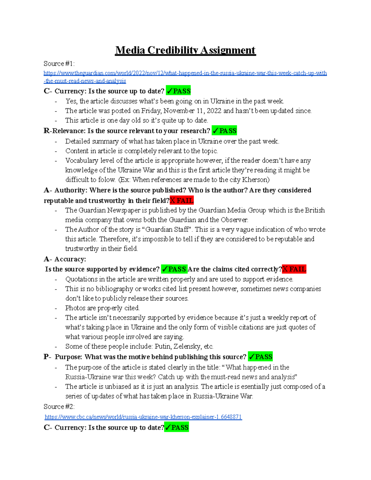 Politics Media Credibility Assignment - Media Credibility Assignment ...