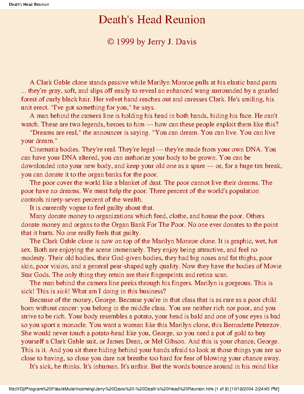 Davis, Jerry - Death's Head Reunion - Death's Head Reunion © 1999 by ...