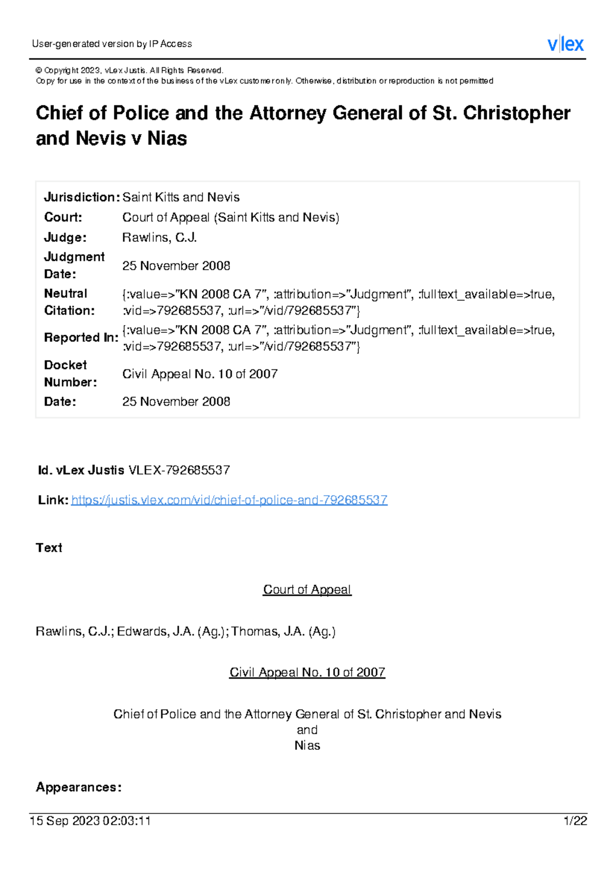 Chief of police and the attorney general of st christopher a ...