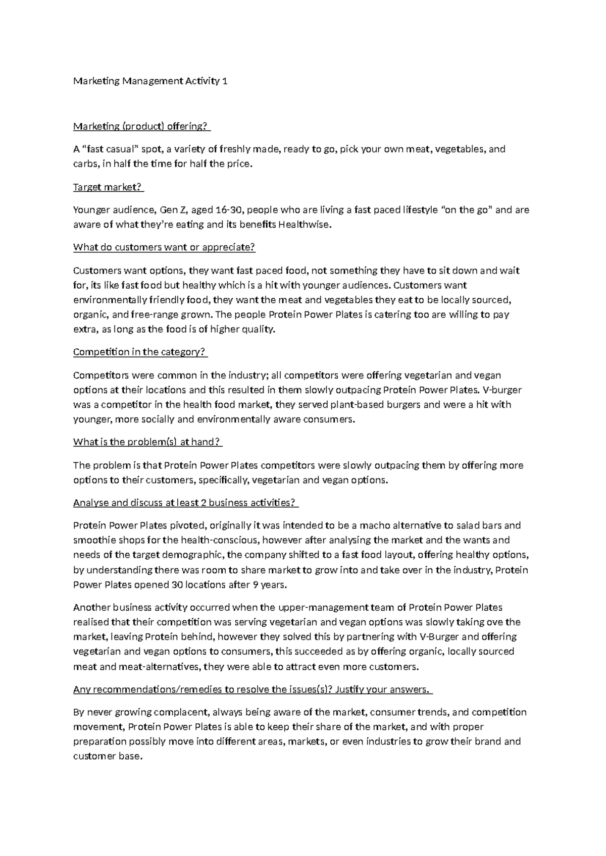 Marketing Management Activity 1 - Target market? Younger audience, Gen ...