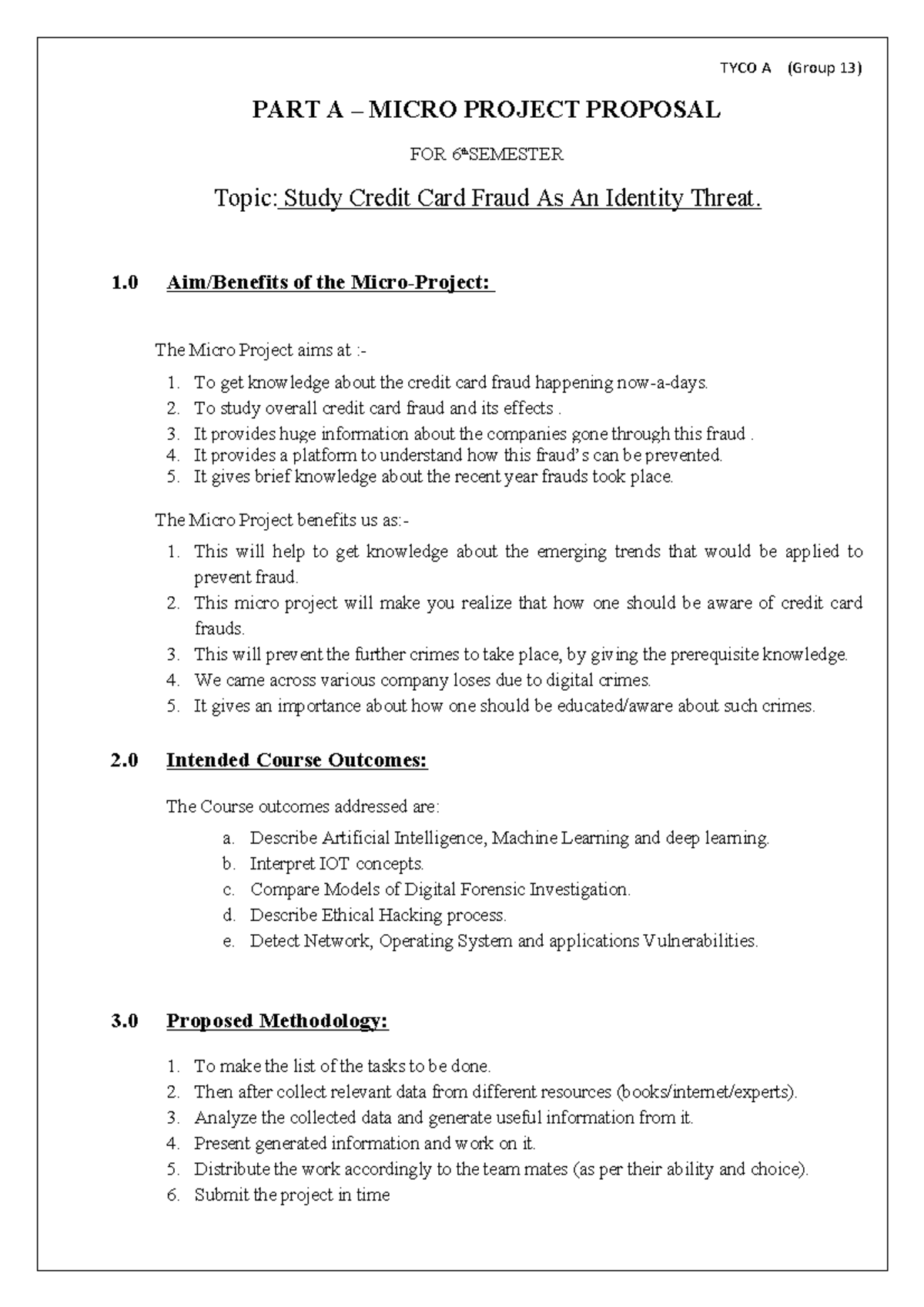 550183410-part-a - Hii - TYCO A (Group 13) PART A – MICRO PROJECT ...