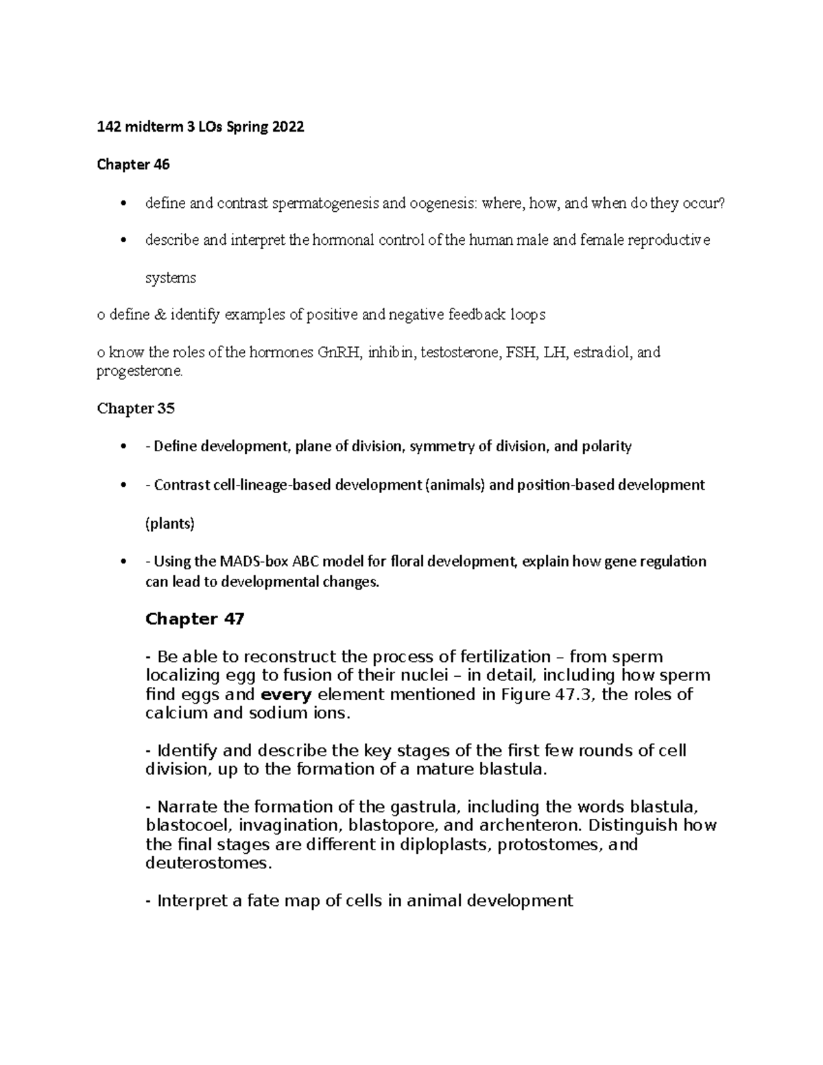 BIOL142 Midterm 3 Study Guide - 142 midterm 3 LOs Spring 2022 Chapter ... BIOL142 Midterm 3 Study Guide - 142 midterm 3 LOs Spring 2022 Chapter ...