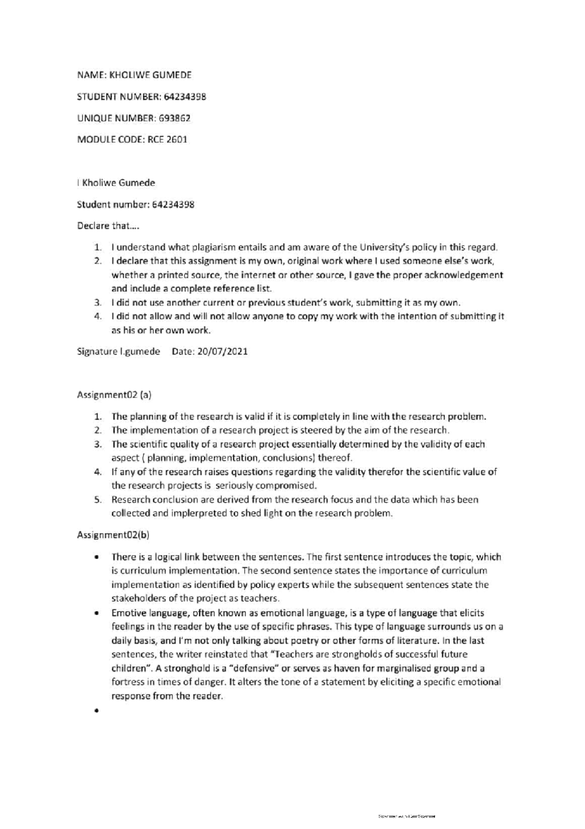 RCE02 - This will help students understand rce assignment 1 - HSY2601 ...
