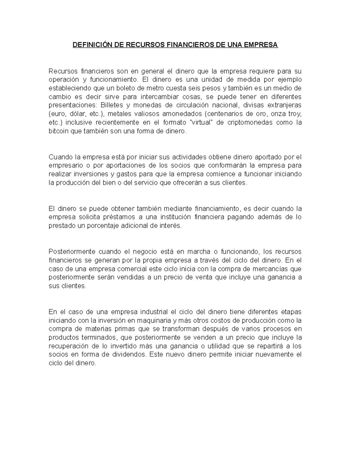 Definición DE Recursos Financieros DE UNA Empresa - DEFINICIÓN DE ...