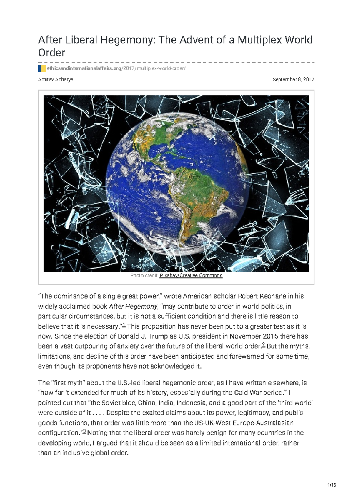 Acharya-After Liberal Hegemony The Advent of a Multiplex World Order ...