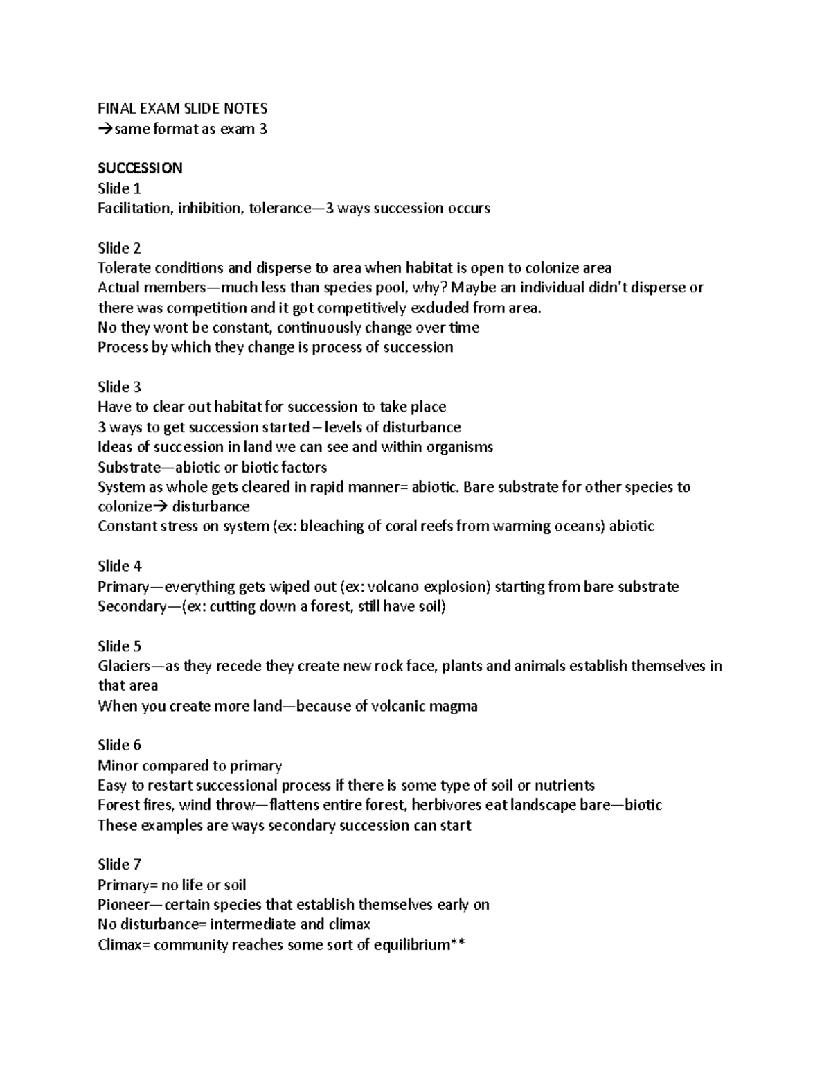 Final exam ppt Notes - FINAL EXAM SLIDE NOTES same format as exam 3 ...