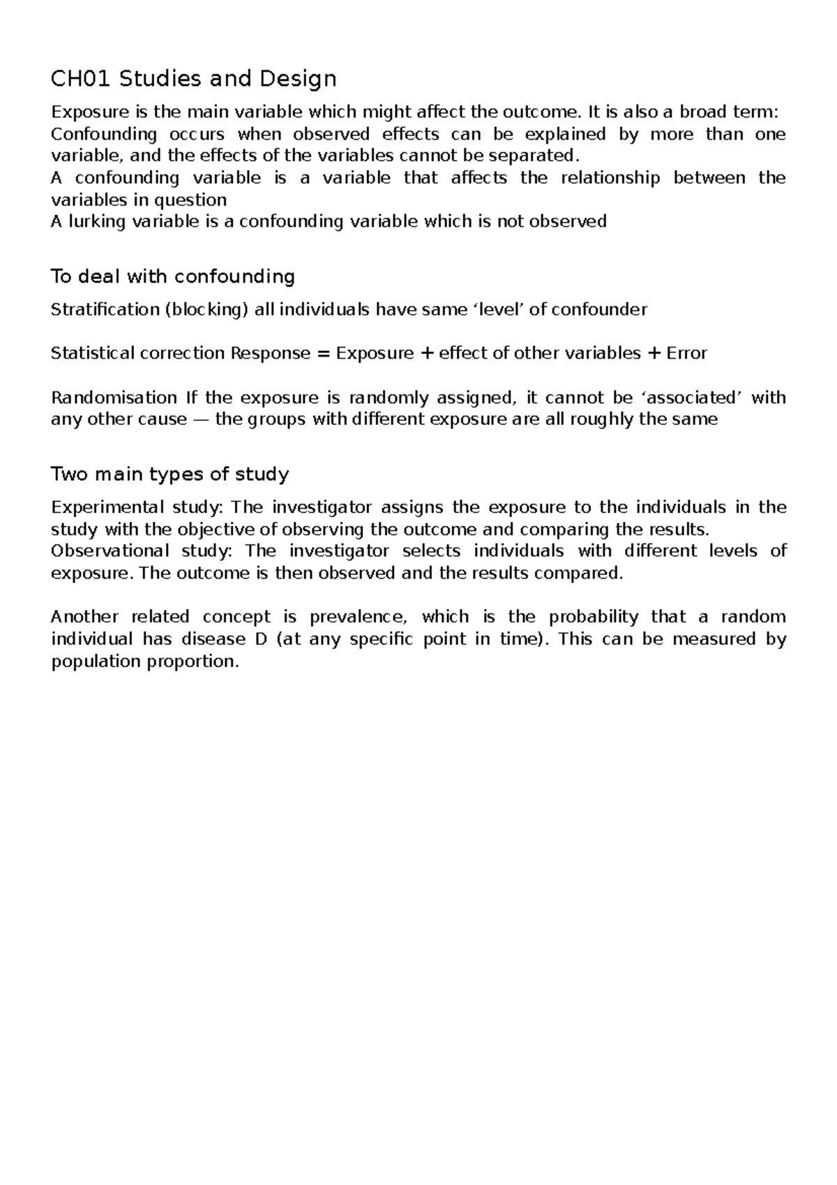 EXPrevision - note - CH01 Studies and Design Exposure is the main variable which might affect ...