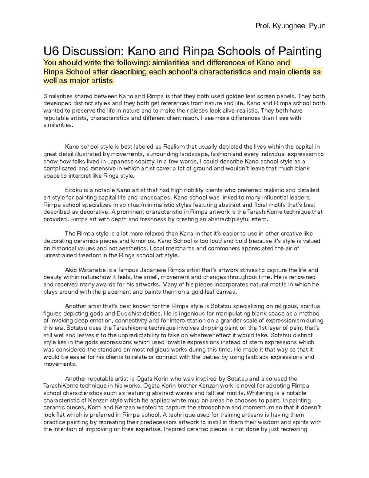 Kano & Rimpa schools - Grade: A - Prof. Kyunghee Pyun U6 Discussion ...