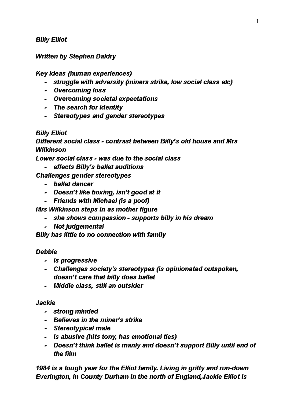 Billy Elliot 1.1 techniques 2022 easy to understand - Billy Elliot ...