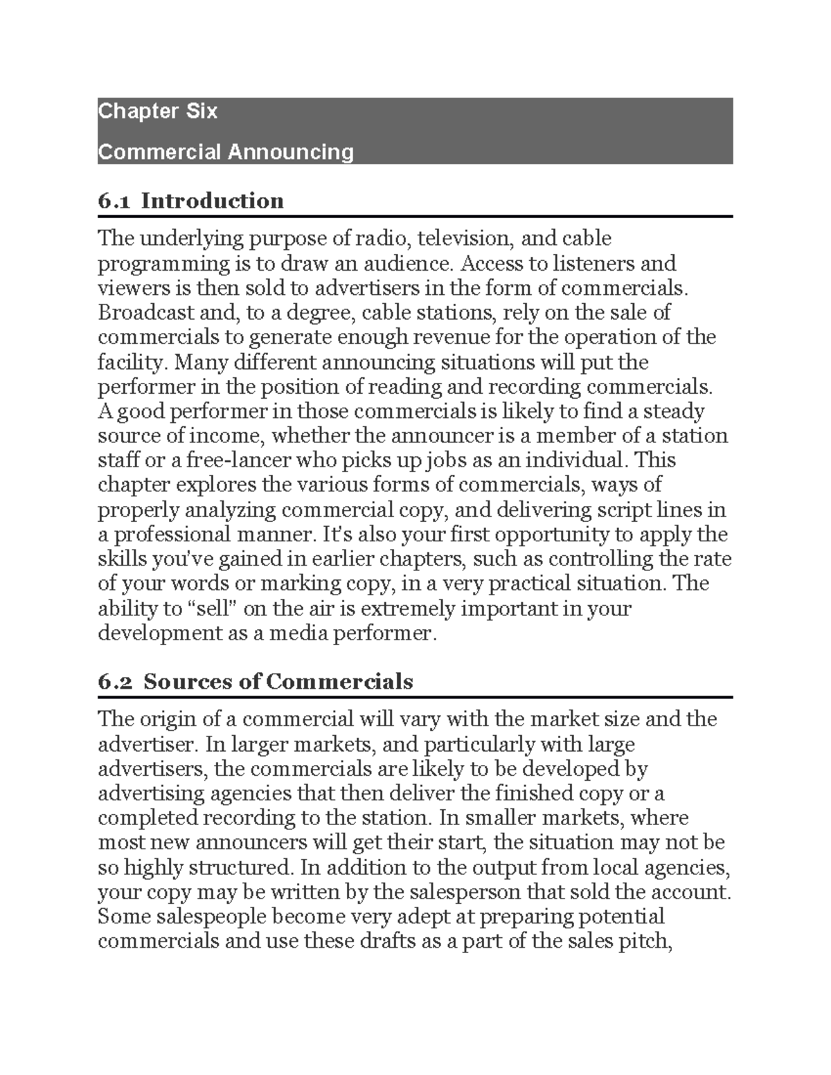 6 Commercial Announcing - Chapter Six Commercial Announcing 6 ...