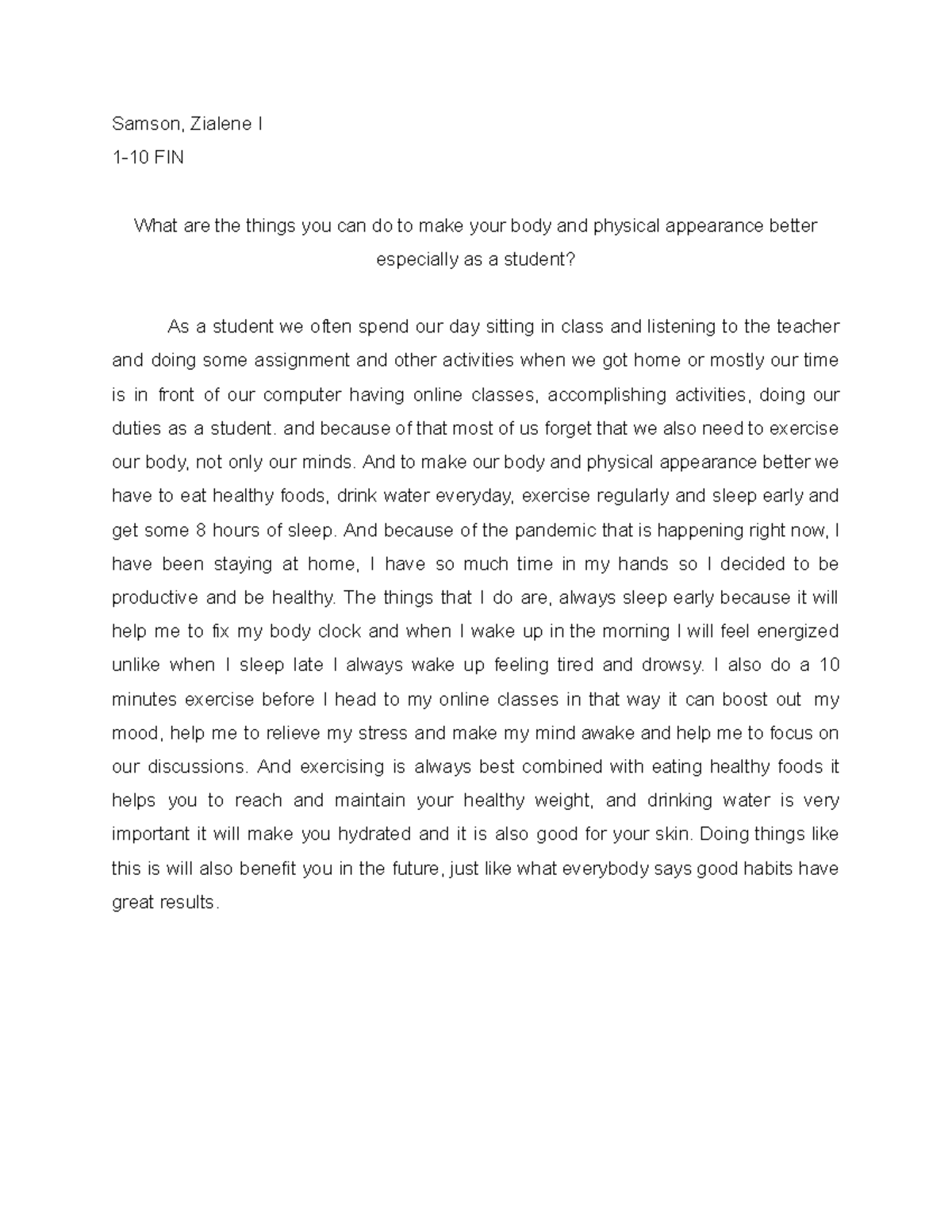 BSBA Activity Essay - Samson, Zialene I 1-10 FIN What are the things ...