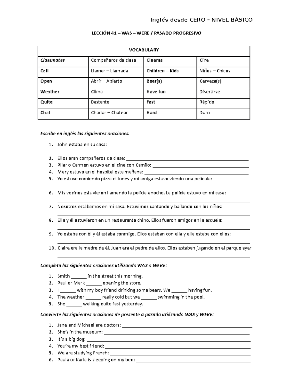 Lecci%C3%93N+WAS+-+WERE+-+ Pasado 924391625 - Inglés desde CERO – NIVEL ...