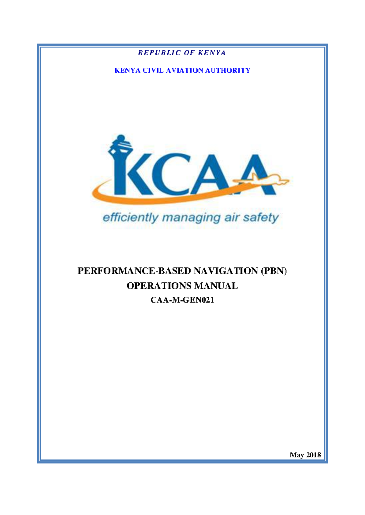 CAA-M-GEN021 PBN Manual - R E P U B LI C OF K E N Y A KENYA CIVIL ...