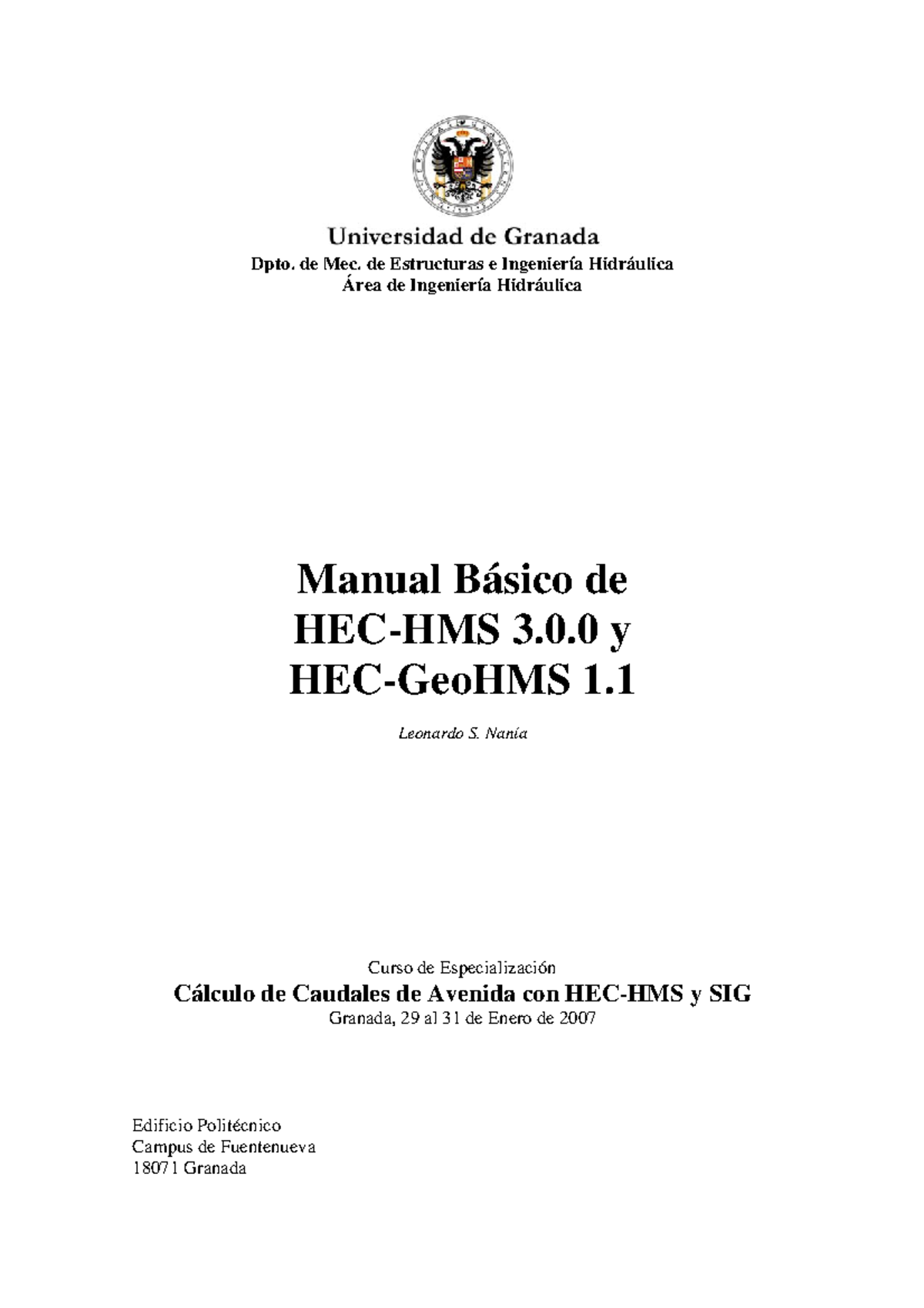 3. Manual Basico HEC-HMS300 HEC-Geo HMS 11 Español Completo - Dpto. de Mec. de Estructuras e ...