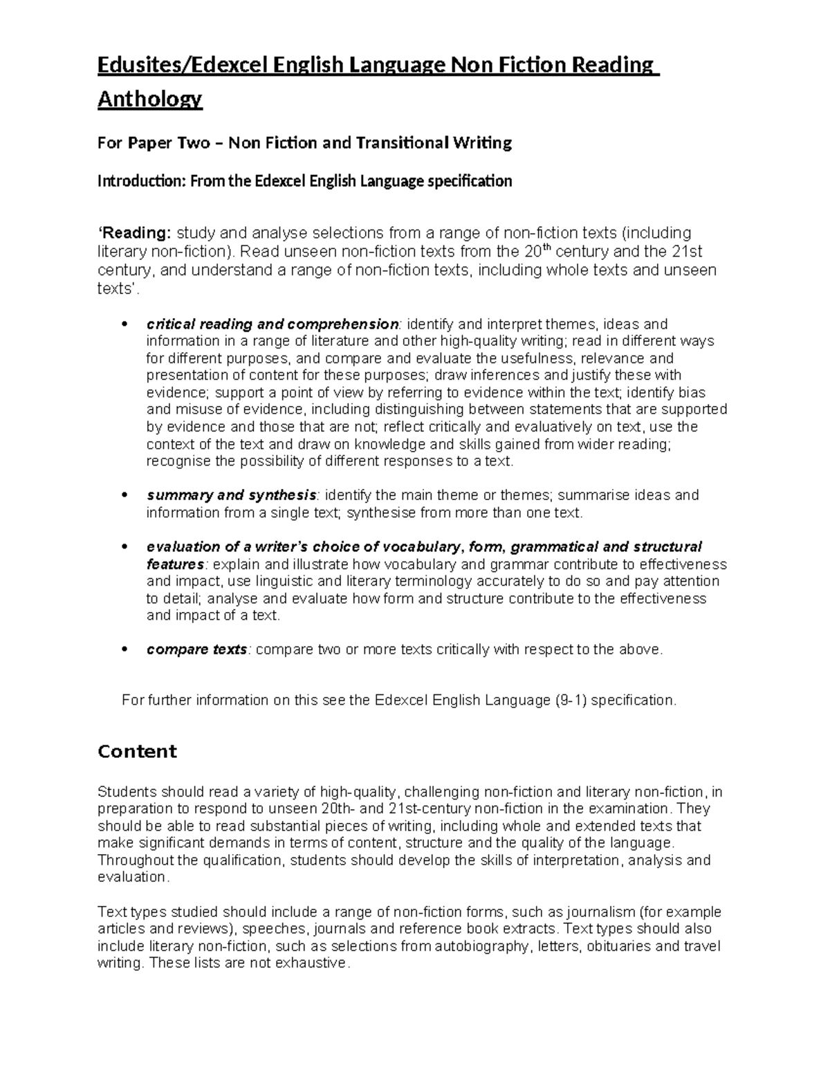 Edexcel-non-fiction-anthology - Edusites/Edexcel English Language Non ...