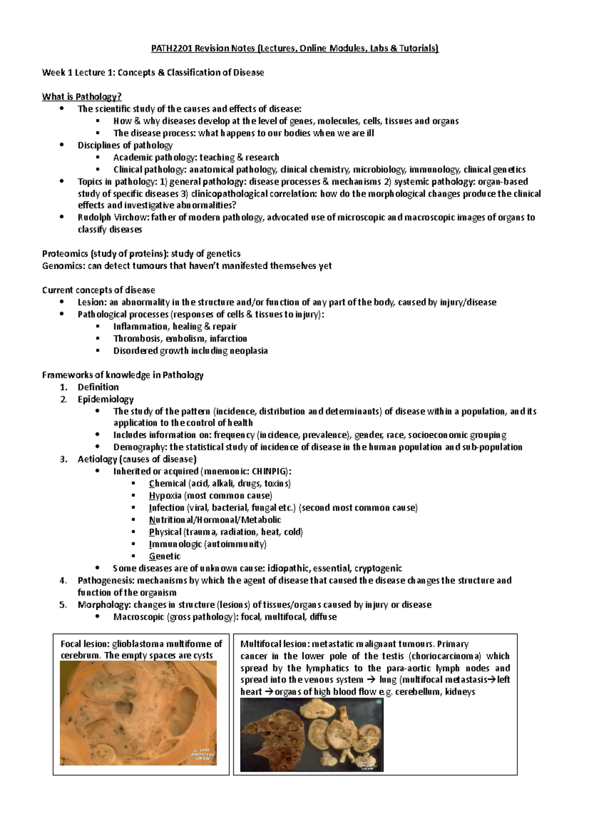 PATH2201 Lecture 1 notes - PATH2201 Revision Notes (Lectures, Online ...