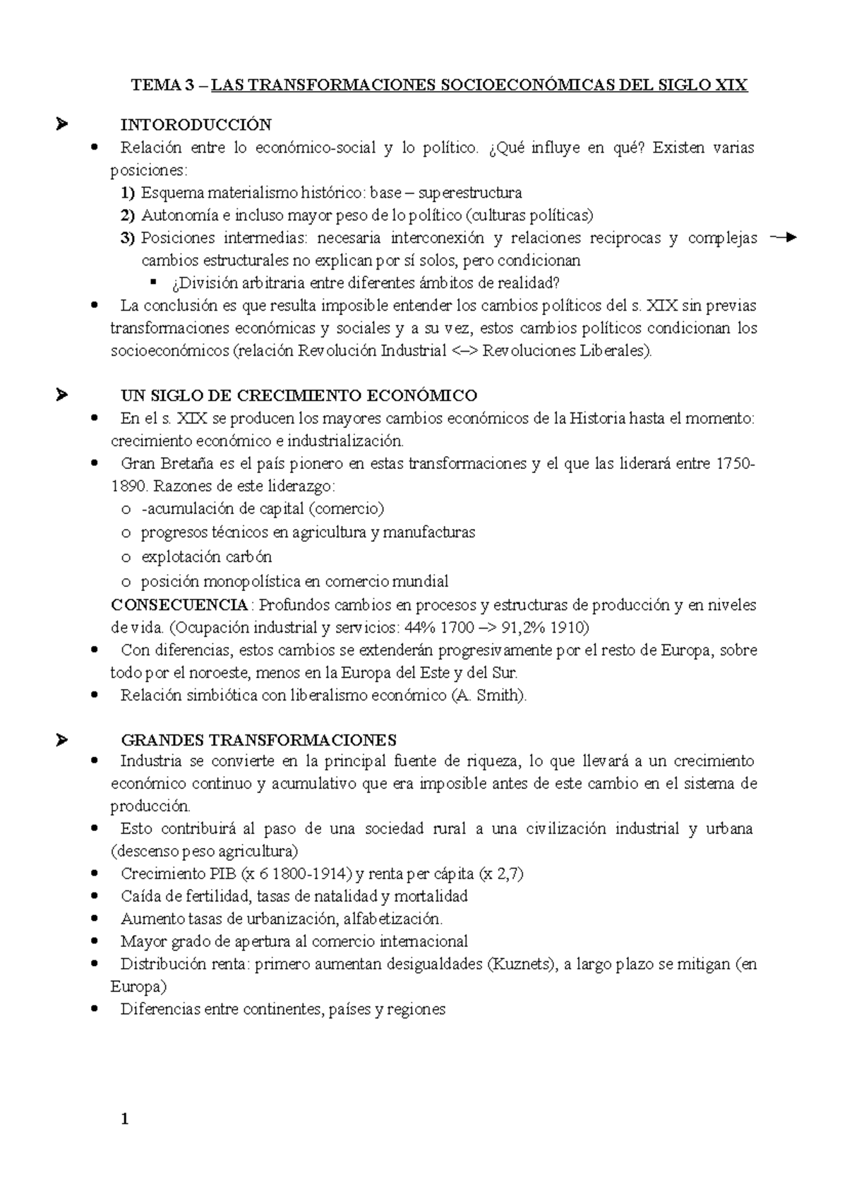 TEMA 3 - LAS TRANSFORMACIONES SOCIOECONÓMICAS DEL SIGLO XIX - ¿Qué influye en qué? Existen ...