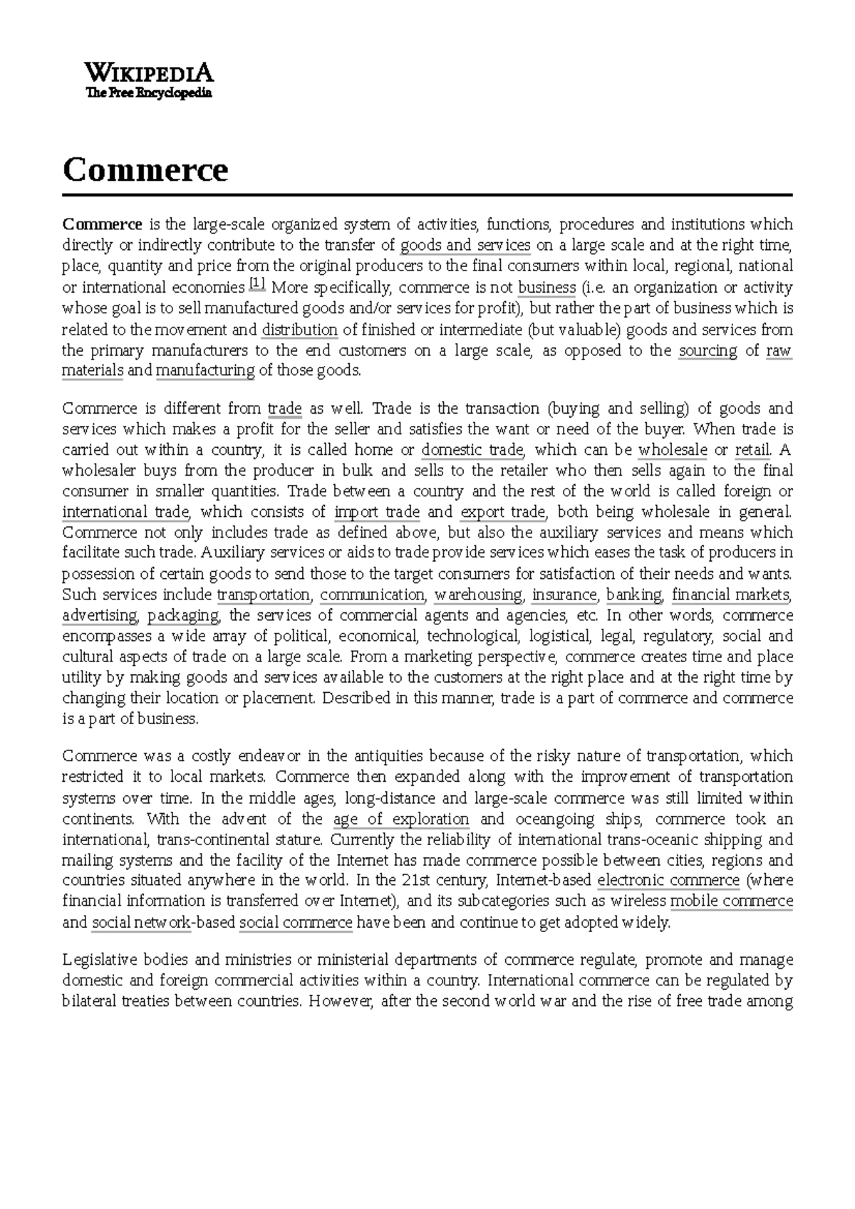 Commerce - dssdsds - Commerce Commerce is the large-scale organized ...