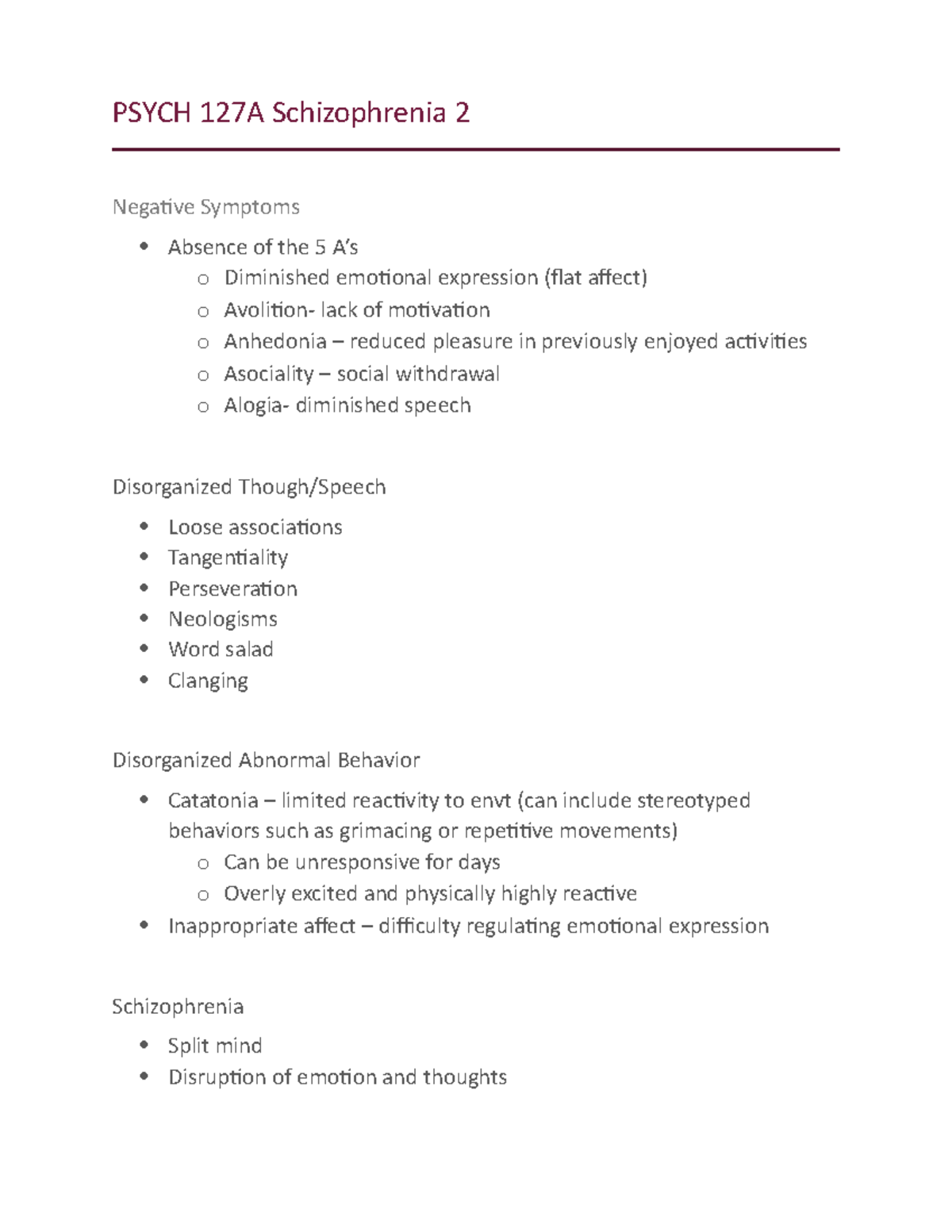 PSYCH 127A Schizophrenia 2 - Studocu